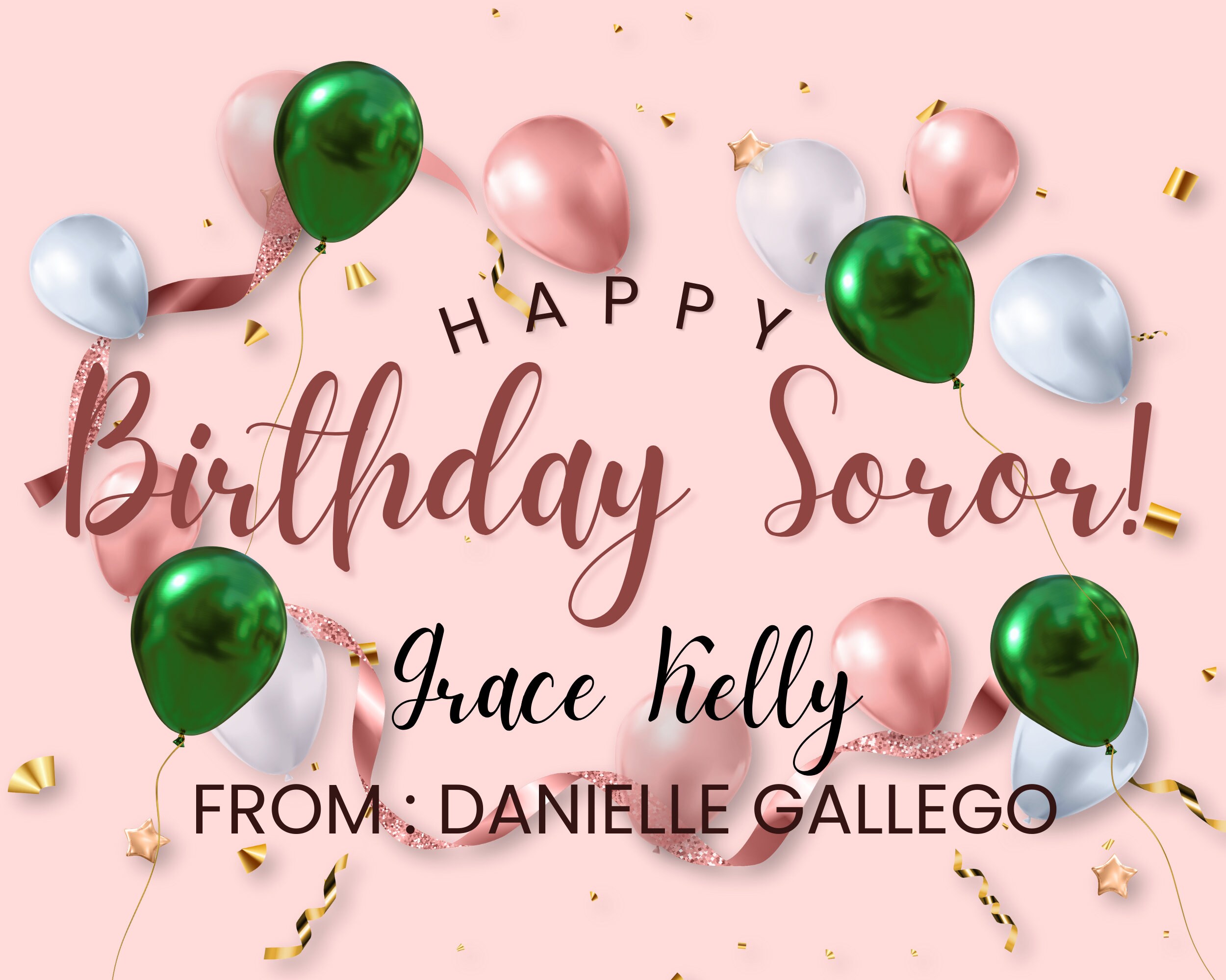 Happy Birthday, Soror Pink & Green - Etsy
