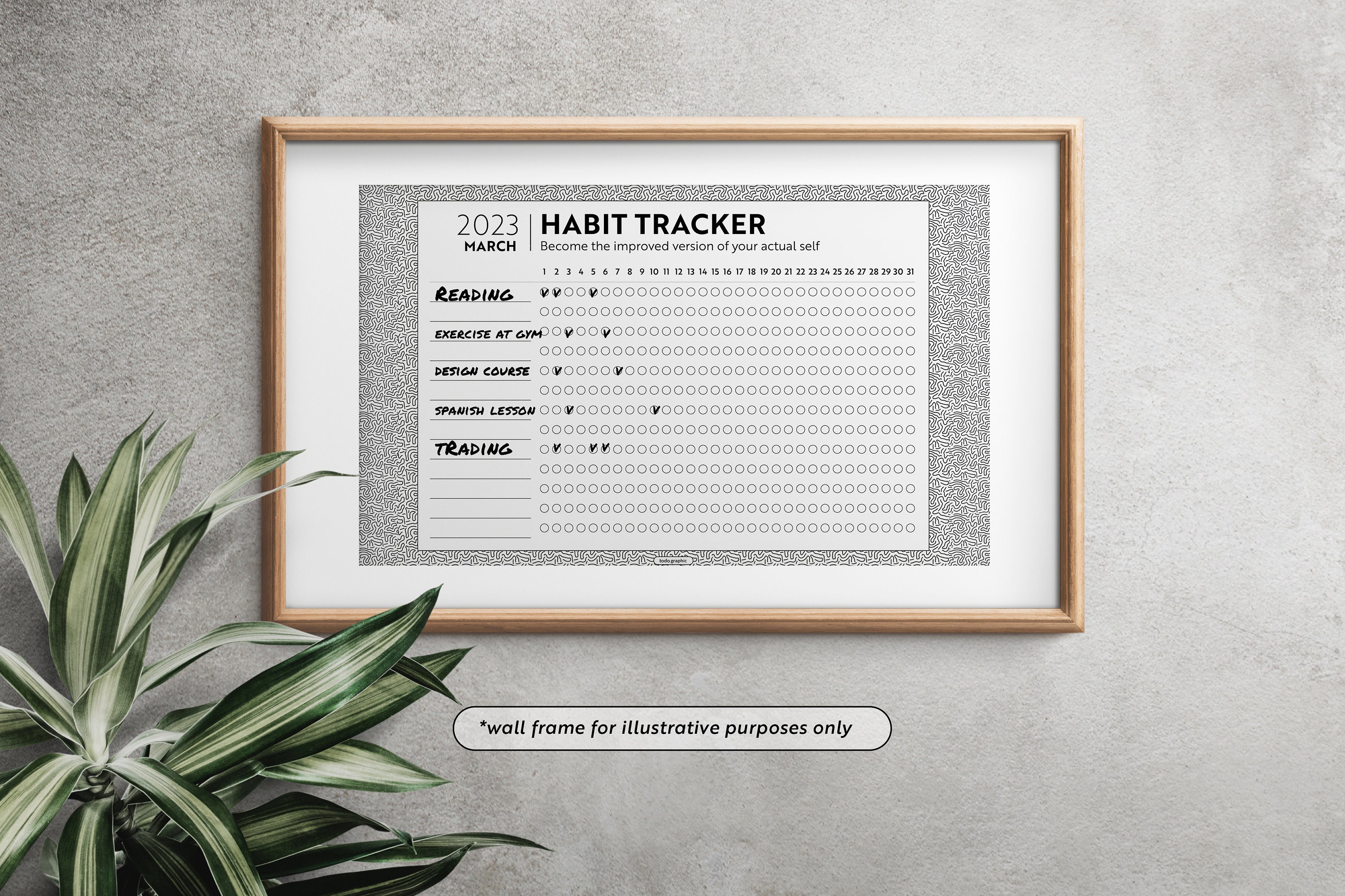 2023 Monthly Habit Tracker, Printable Only, Landscape, Routine Tracker ...
