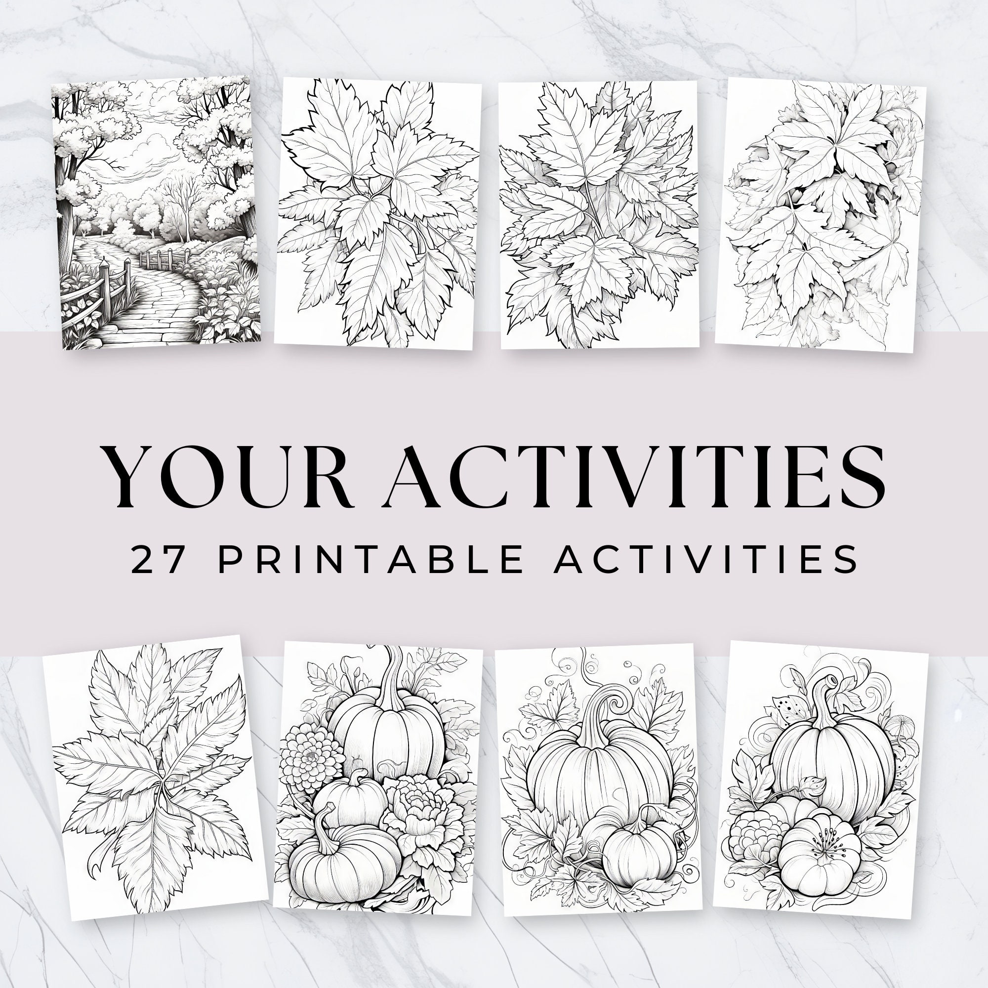 Autumn Line Art Coloring Pages Printable Book 27 Pages Deep Autumn Deep ...