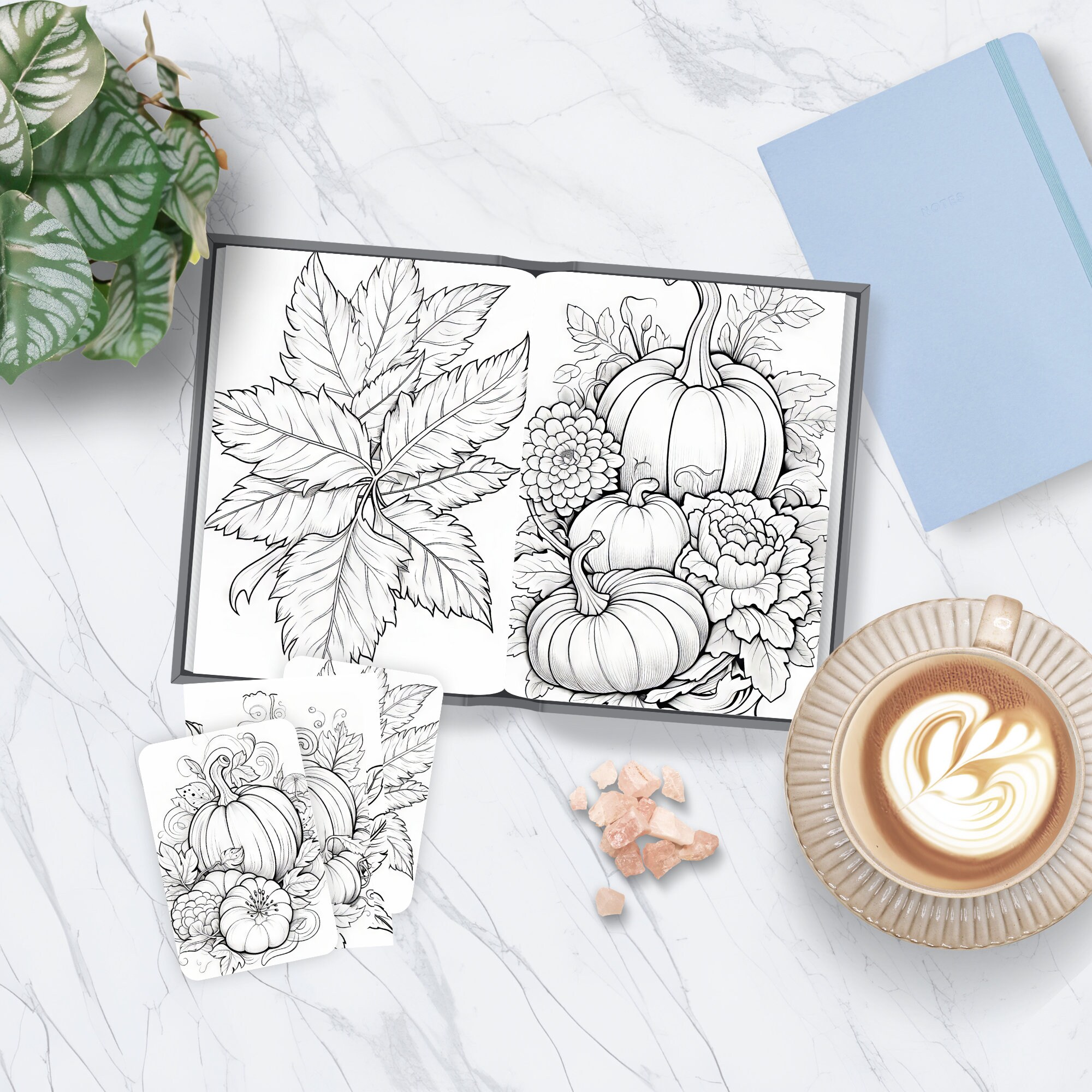Autumn Line Art Coloring Pages Printable Book 27 Pages Deep Autumn Deep ...
