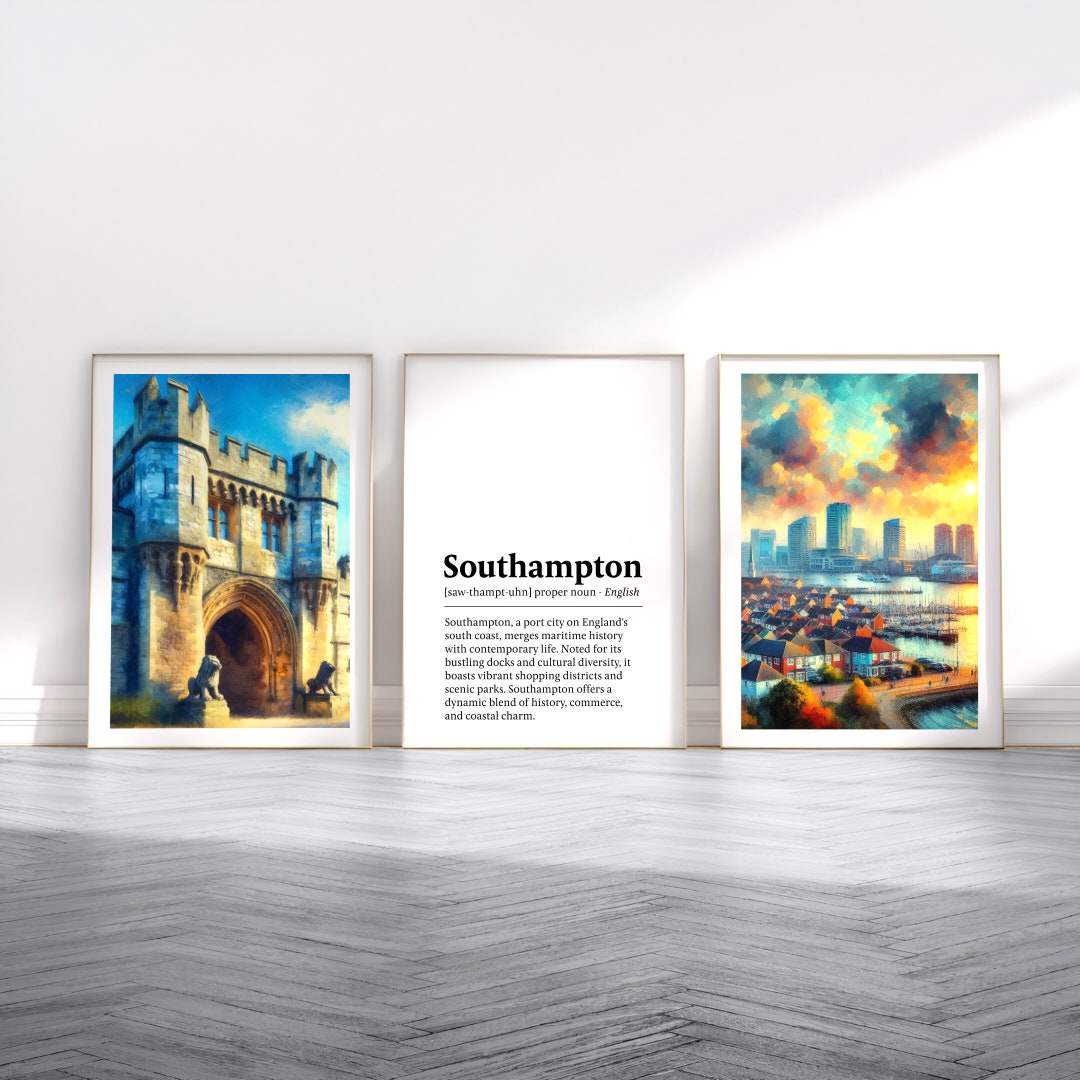 Southampton Poster Prints - Set of 3 Posters | Vintage Wall Art Decor ...