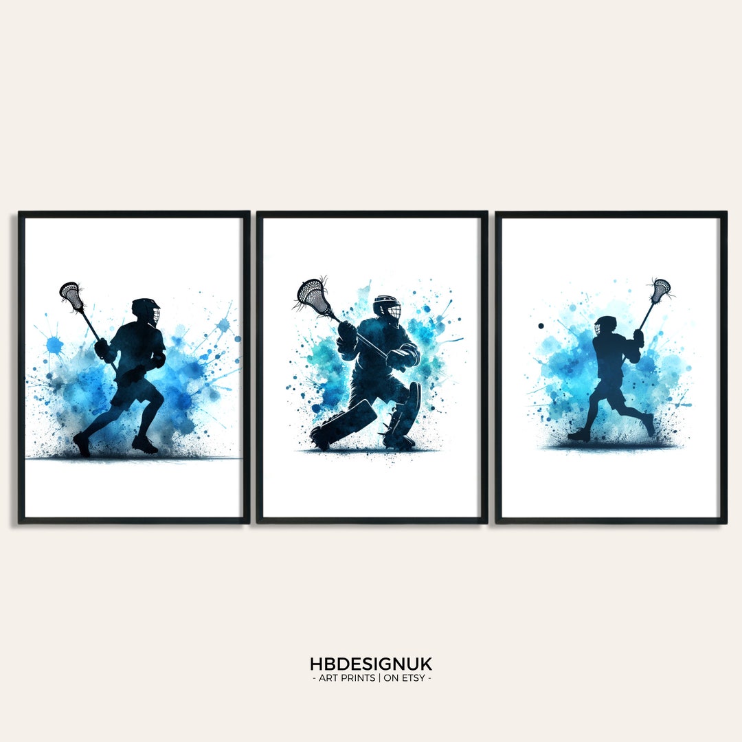 Lacrosse Goalie Print Poster Set - Set of 3 Lacrosse Posters ...