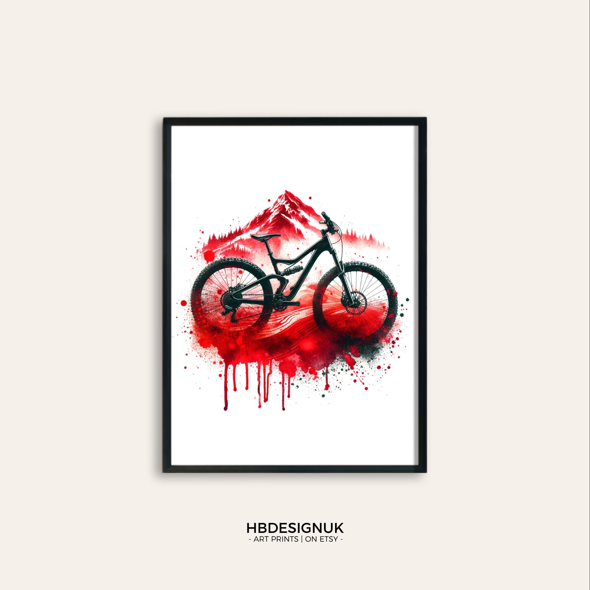 Mountain Bike Print Set of 3 Posters Watercolor Painting Watercolour ...