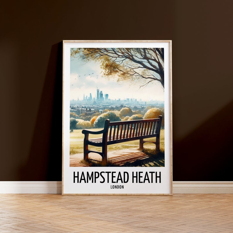 Hampstead Heath Travel Print - Watercolour Poster Design | Wall Artwork ...