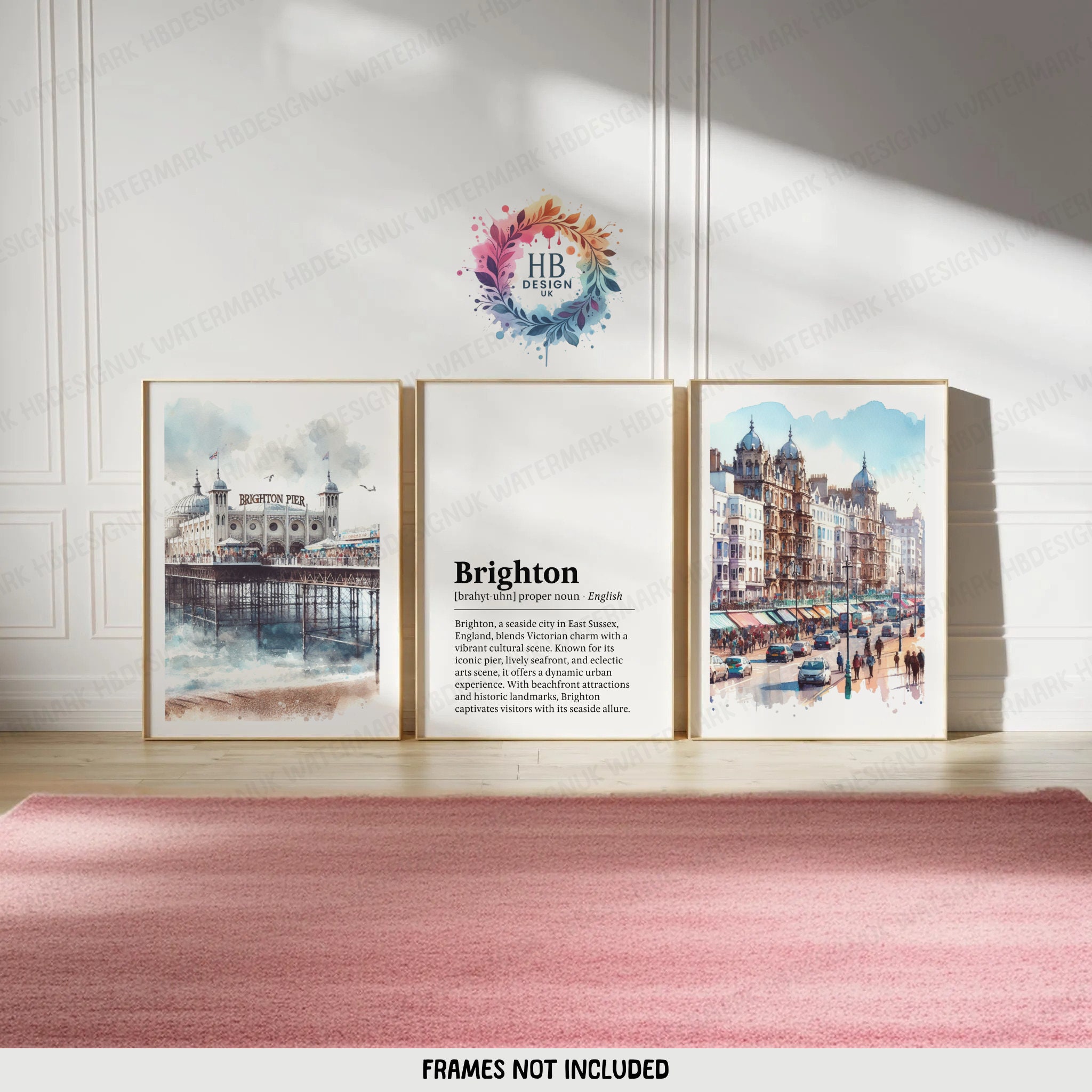 Brighton Poster Prints - Set of 3 Posters | Watercolour Wall Art Decor ...