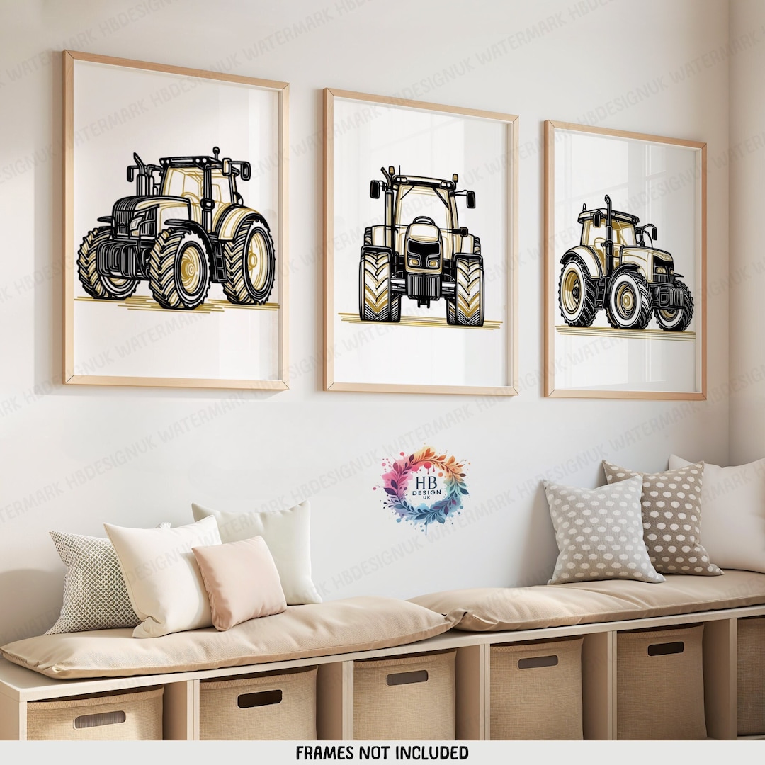 Boho Style Tractor Prints - Set of 3 Posters | Boys Bedroom Artwork ...