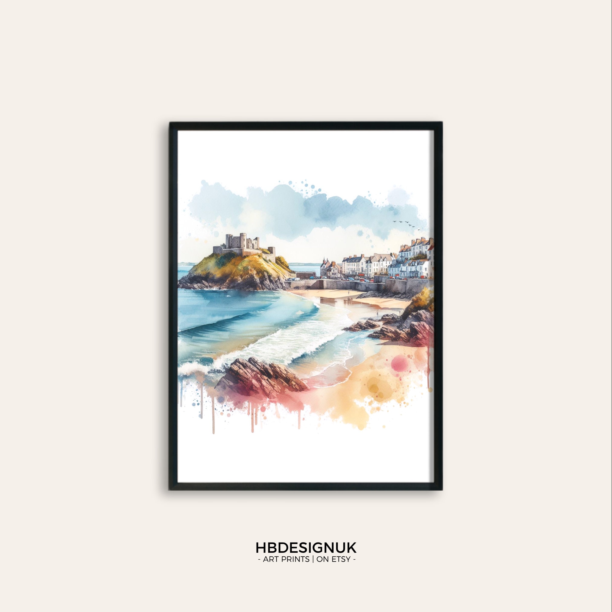 Tenby Poster Print Set Set of 3 Posters Tenby Watercolour Picture ...