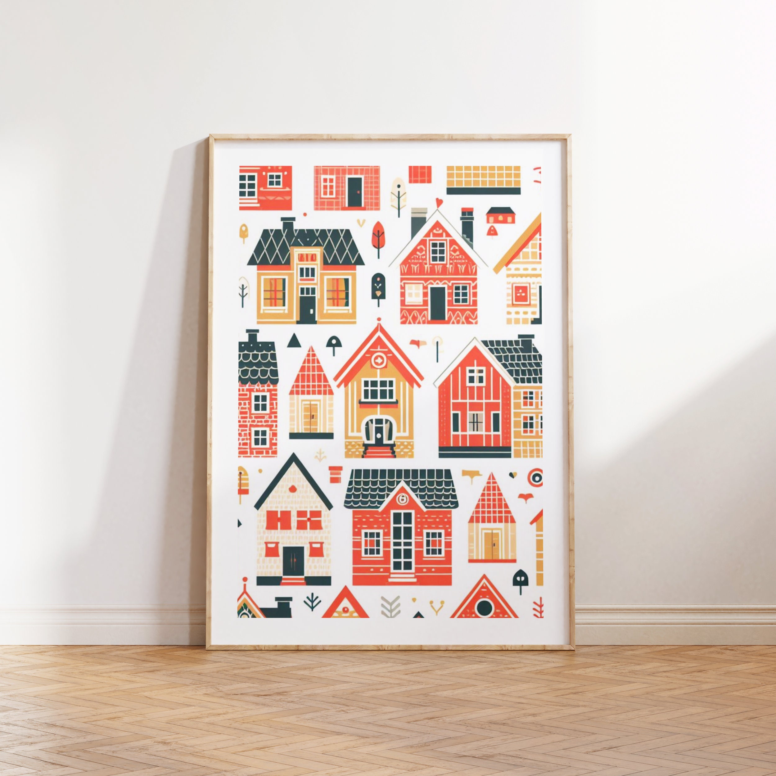 Scandinavian Houses Wall Art Set 3 Scandi Style Prints Scandi Poster ...
