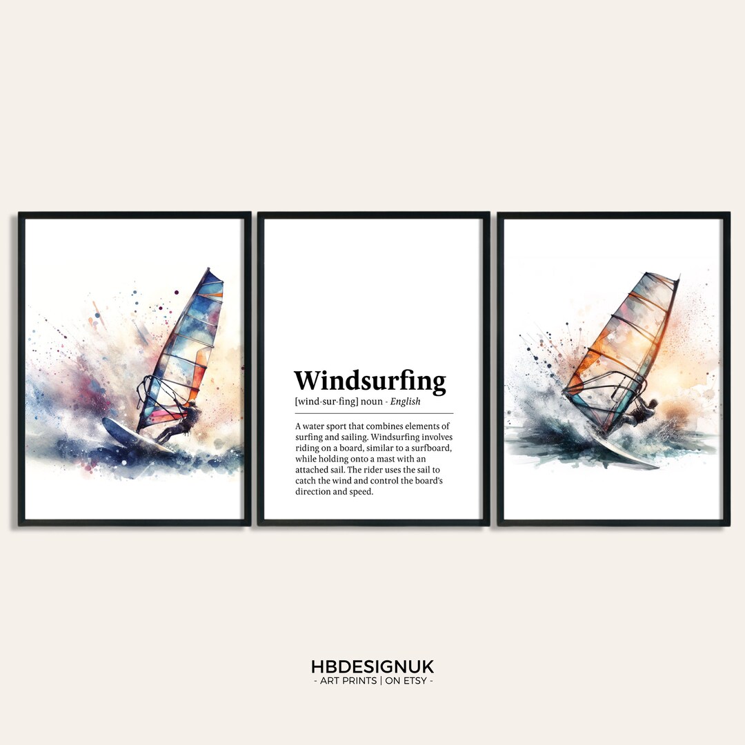 Windsurfing Print Poster Set - Set of 3 Windsurfer Posters ...