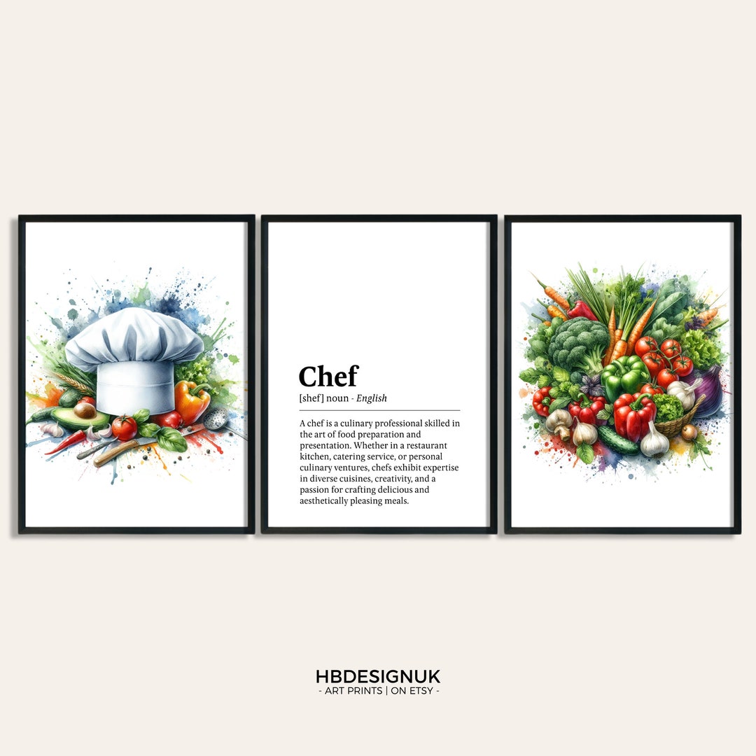 Chef Print Poster - Set of 3 Definition Posters | Room Decor Art Prints ...
