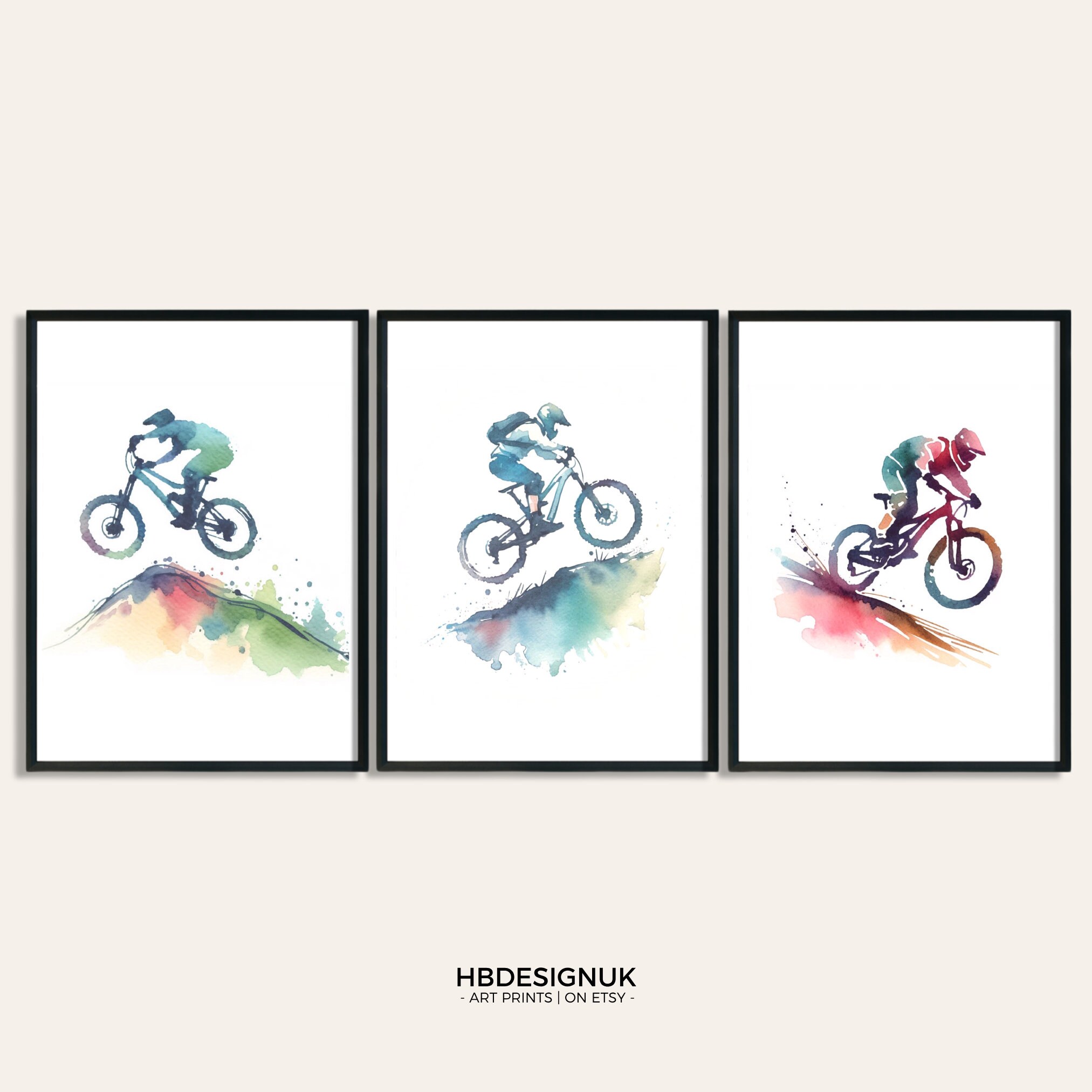 Mountain Biking Wall Art - Set of 3 Prints | Biker Posters ...