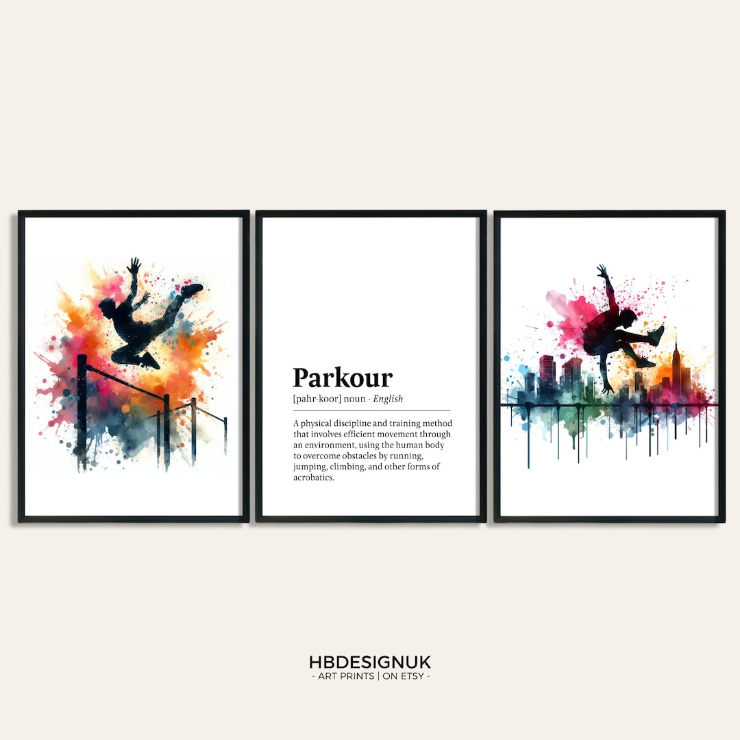 Parkour Print Poster - Set of 3 Free Running Posters | Room Decor Art ...