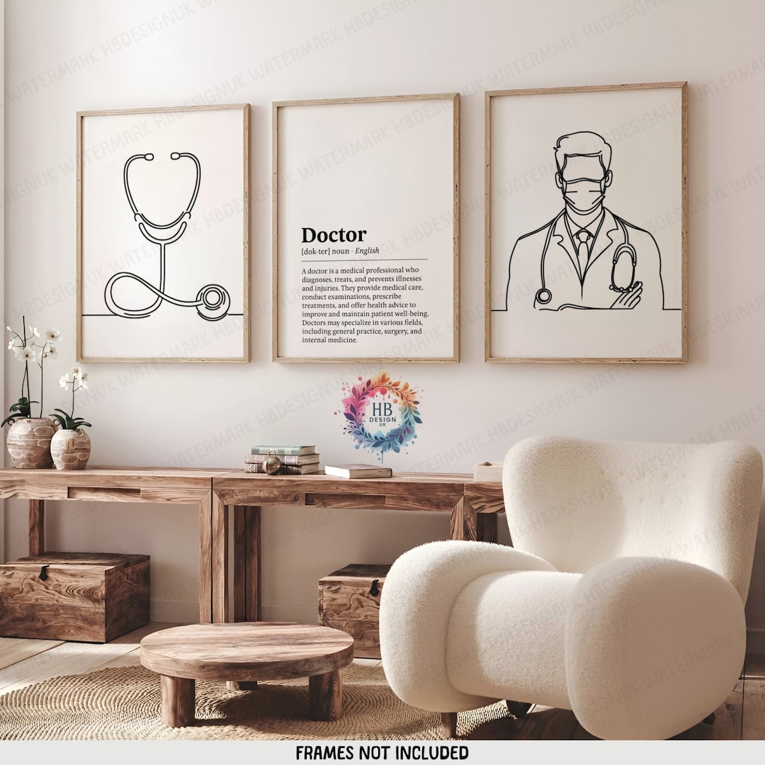 Minimal Doctor Definition Prints - Set of 3 | Doctors Office Decor ...