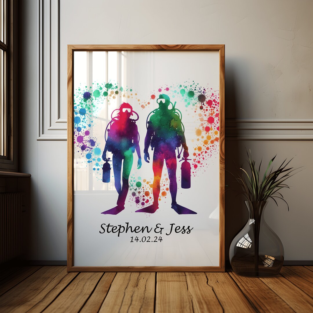 Scuba Diving Poster - Personalised Watercolour Print - Prints for Her ...
