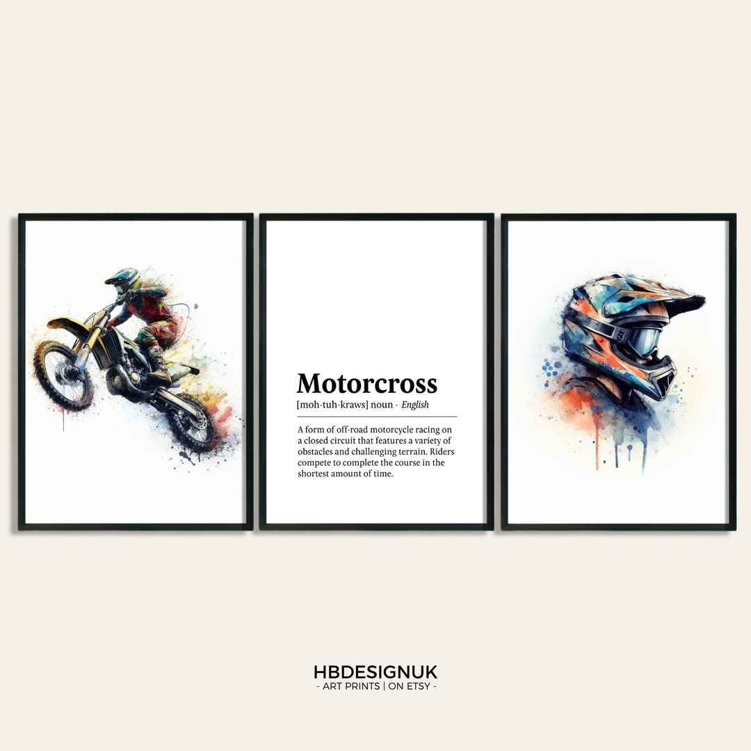 Motocross Print Set - Set of 3 Dirt Bike Posters | Motocross Gifts for ...