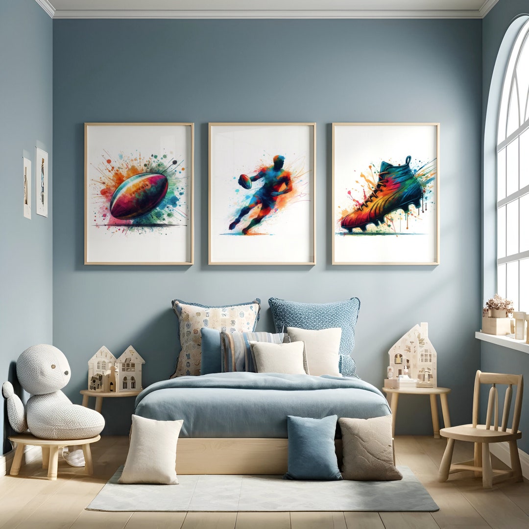 Rugby Print Set - 3 Rugby Posters | Boys Bedroom Decor | A4/A3 Wall Art ...