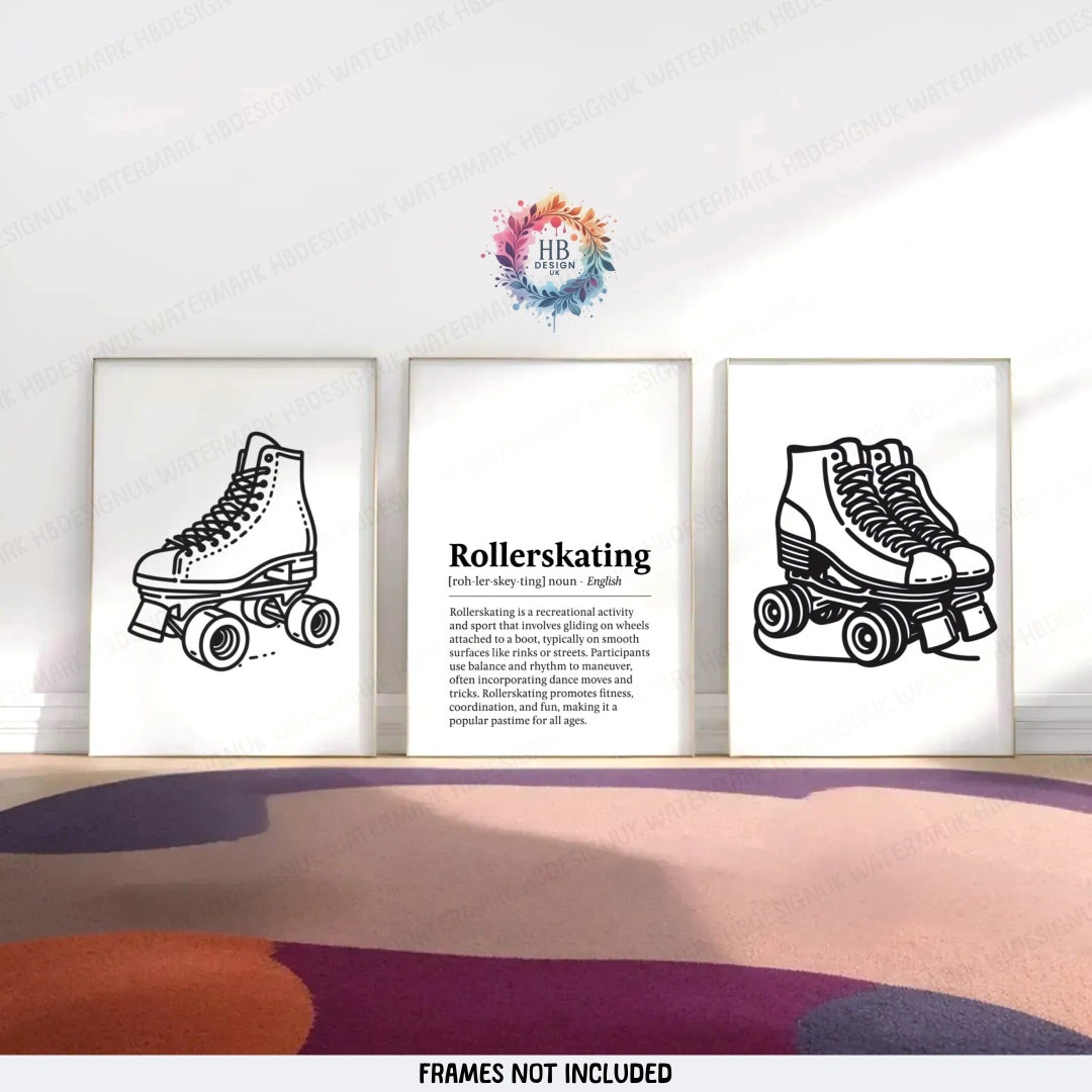 Roller Skating Definition Prints - 3 Posters | Girls Bedroom Posters ...