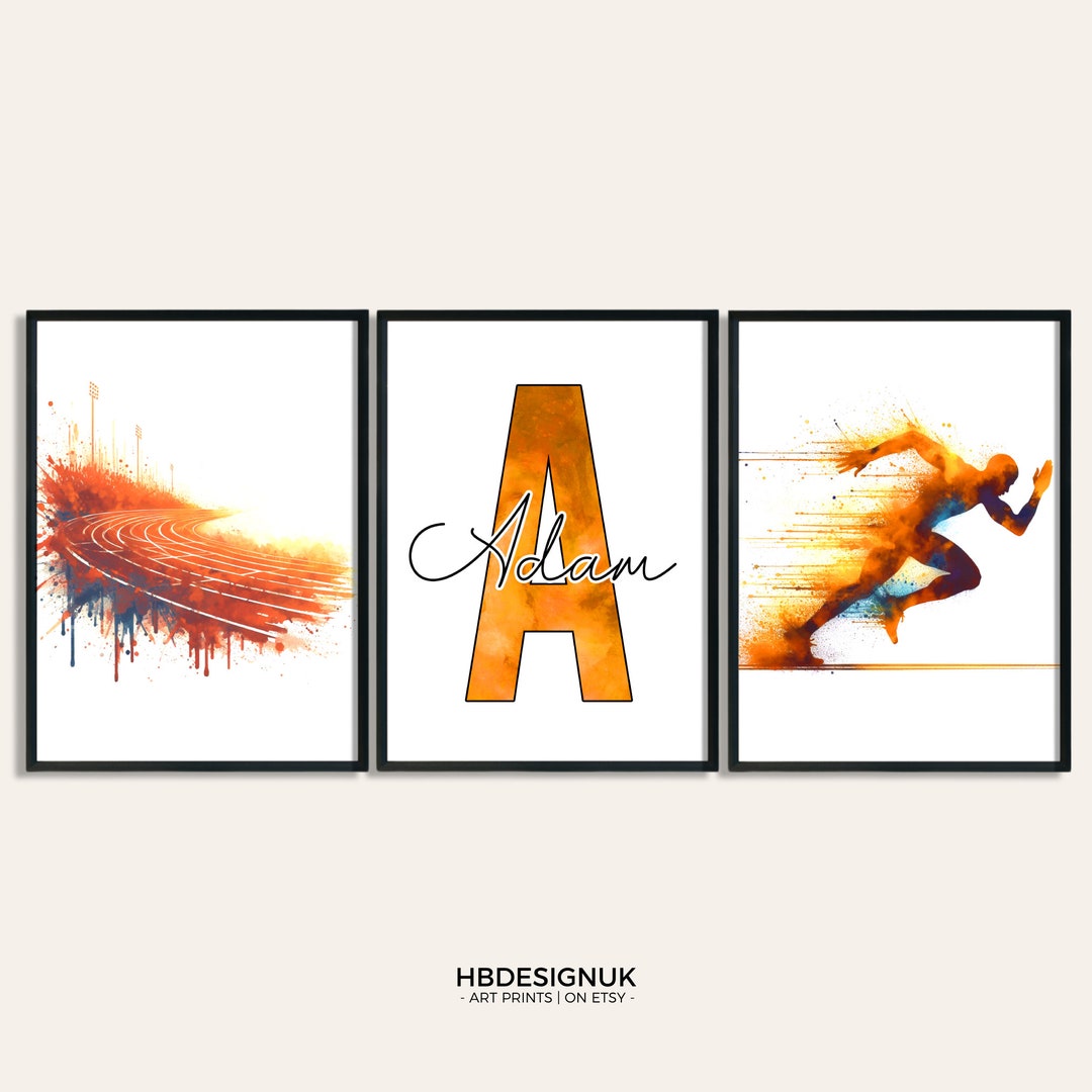 Athletics Wall Print Set - 3 Track and Field Posters | Personalised ...