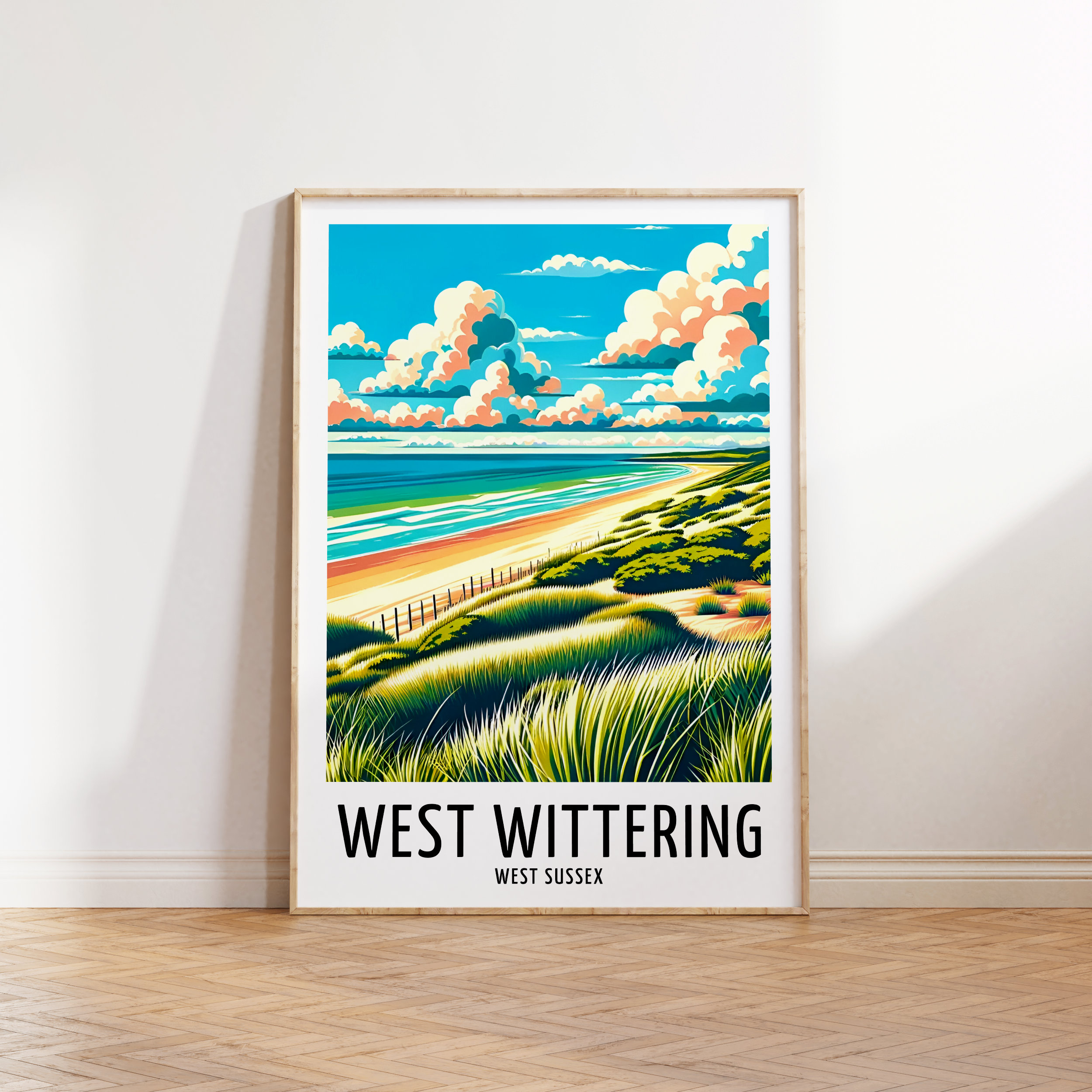 West Wittering Travel Poster Print - Traditional Poster Design ...