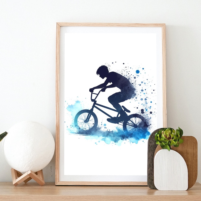 BMX Bike Poster - Set of 3 Blue Prints | BMX Posters Bedroom Decor ...
