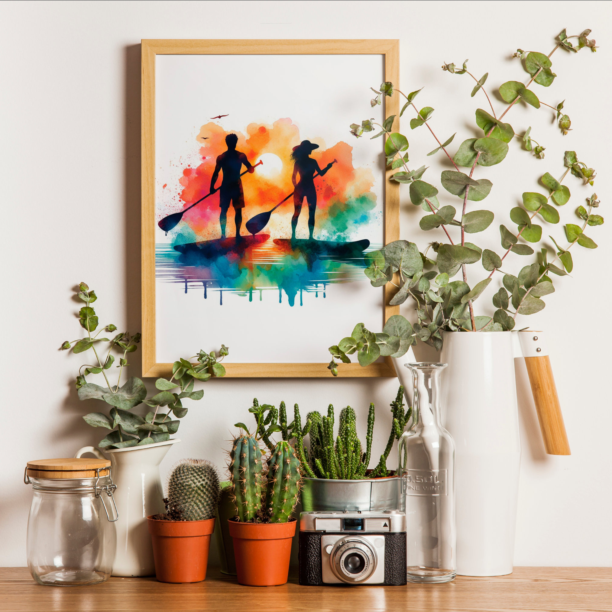 Paddleboarding Couple Wall Art Set of 3 Paddleboard Prints Paddle Board ...