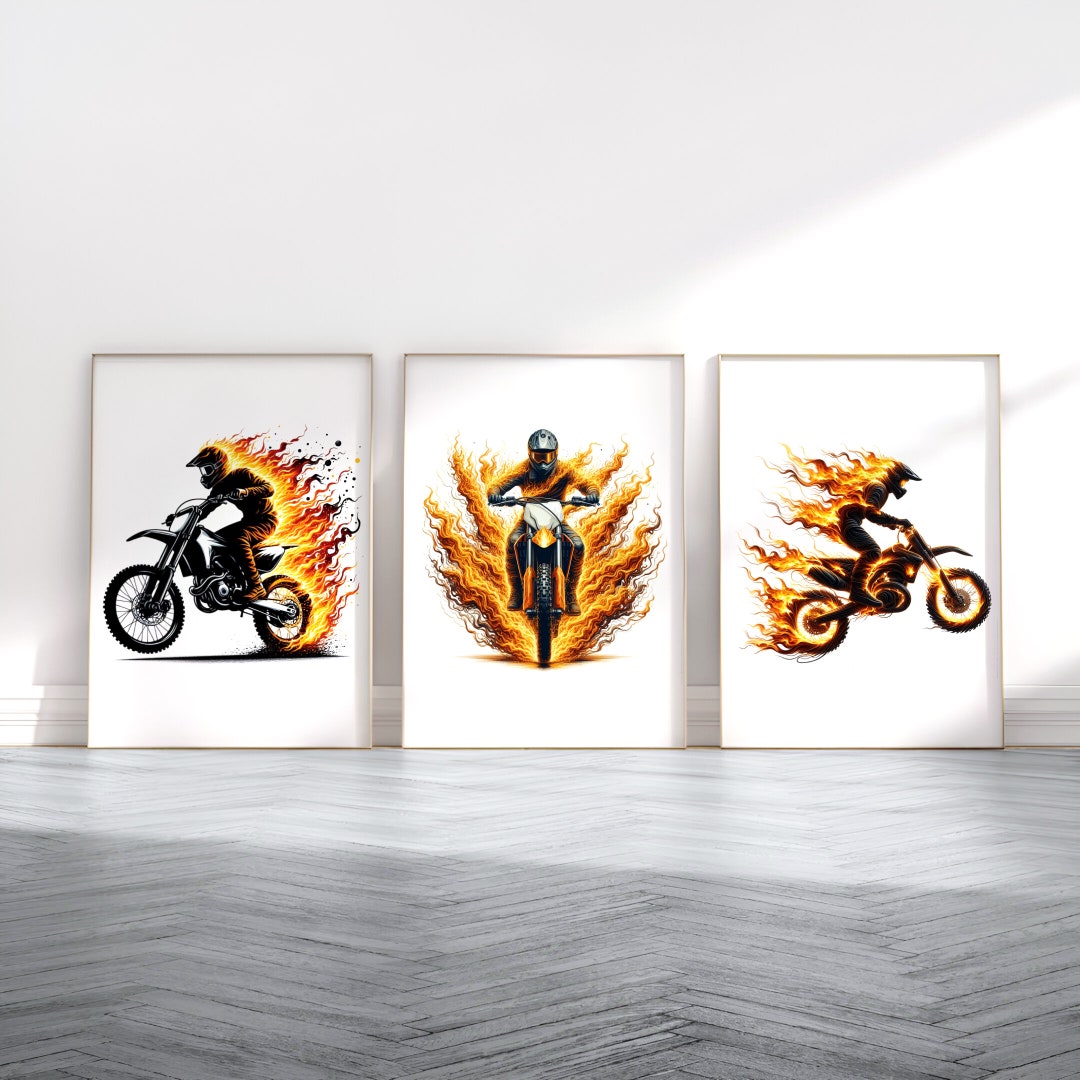 Motocross Print Poster Set - Set of 3 Dirt Bike Posters | Motorcycle ...