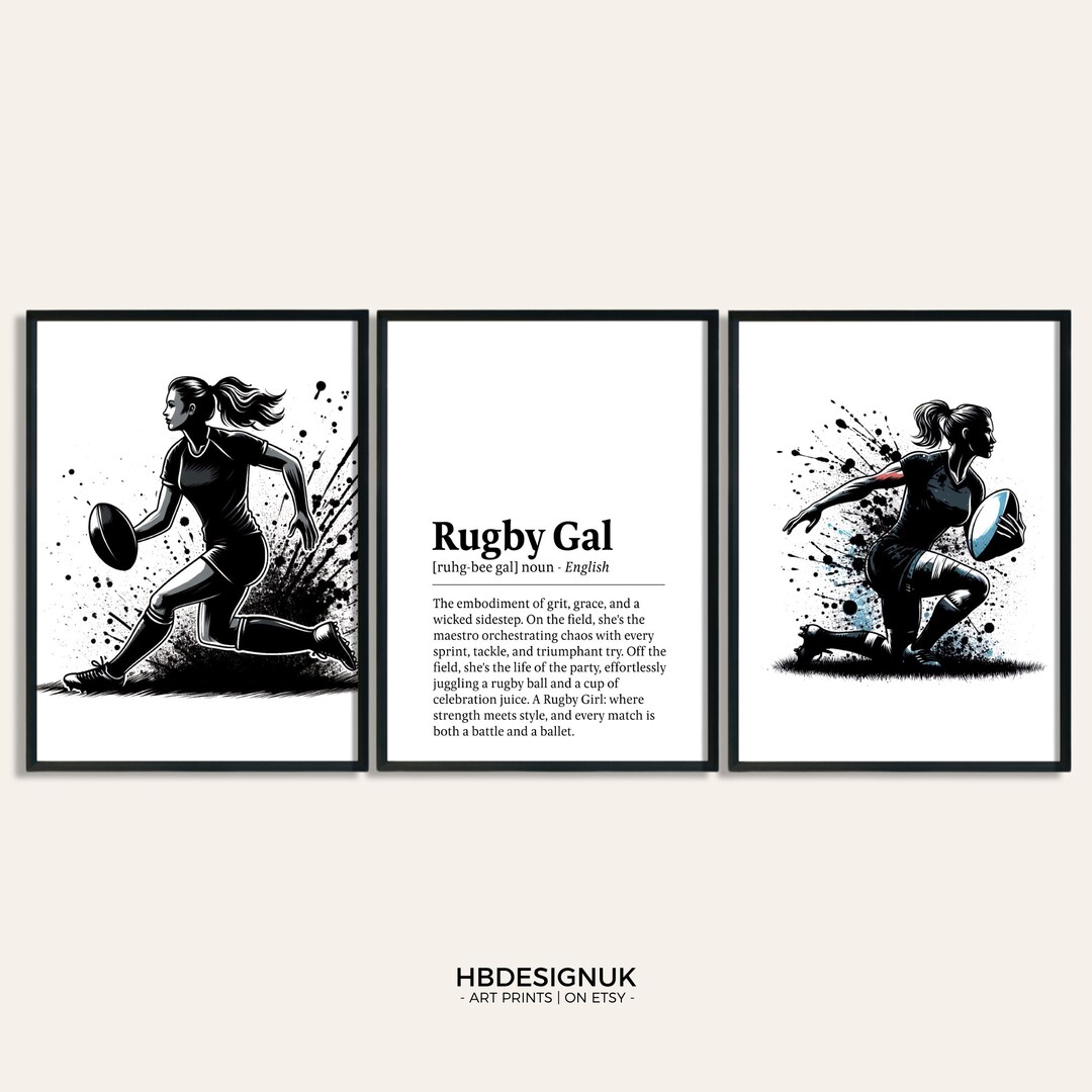 Girls Rugby Print - Definition Set of 3 Rugby Room Posters | Bedroom ...