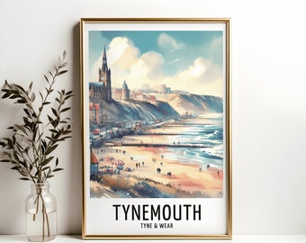 Tynemouth Travel Poster – Retro Longsands Beach Art Print - Etsy UK