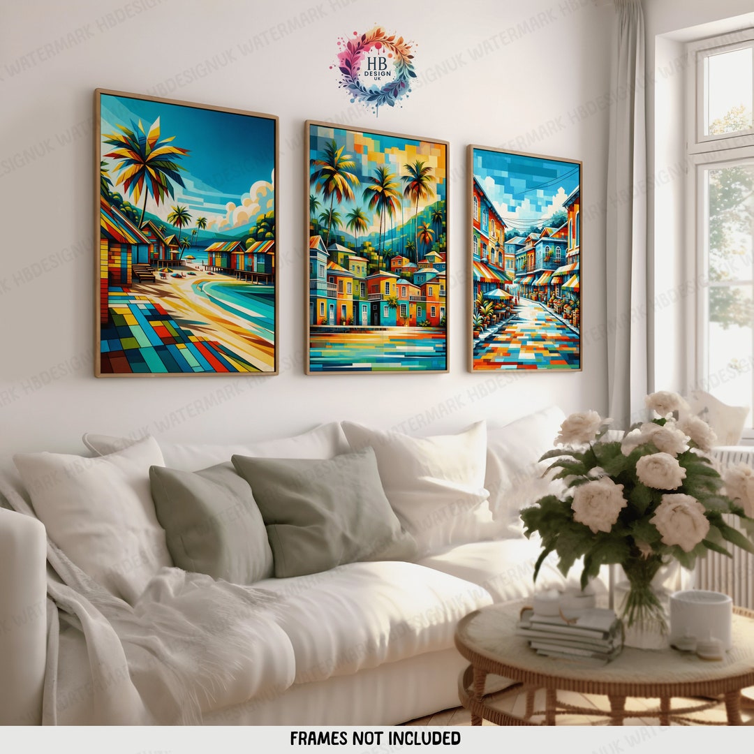 Caribbean Travel Poster Prints Set of 3 Posters Wall Art Decor Travel ...