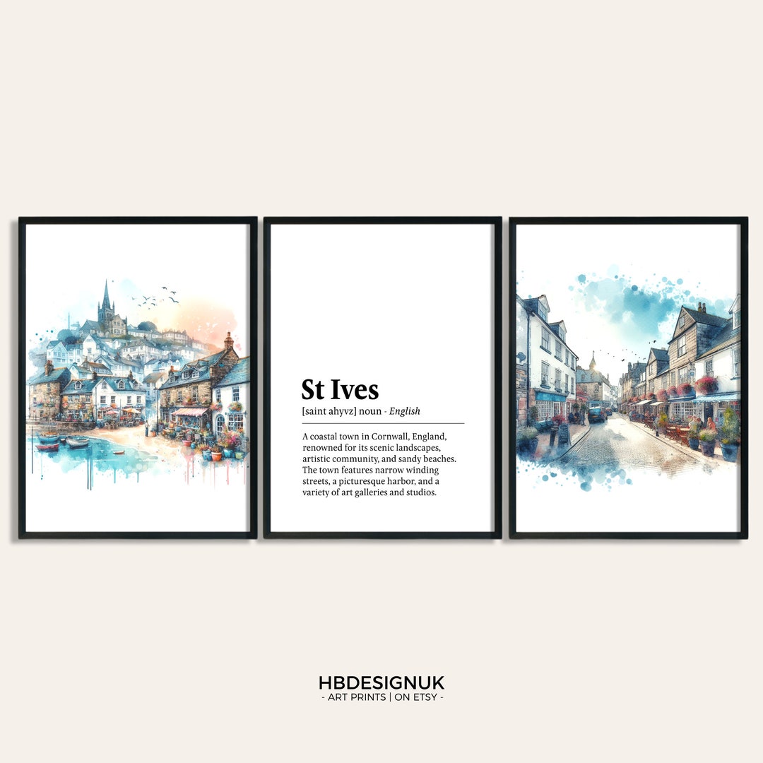 St Ives Art Print Set - Set of 3 Watercolour Posters | St Ives Travel ...