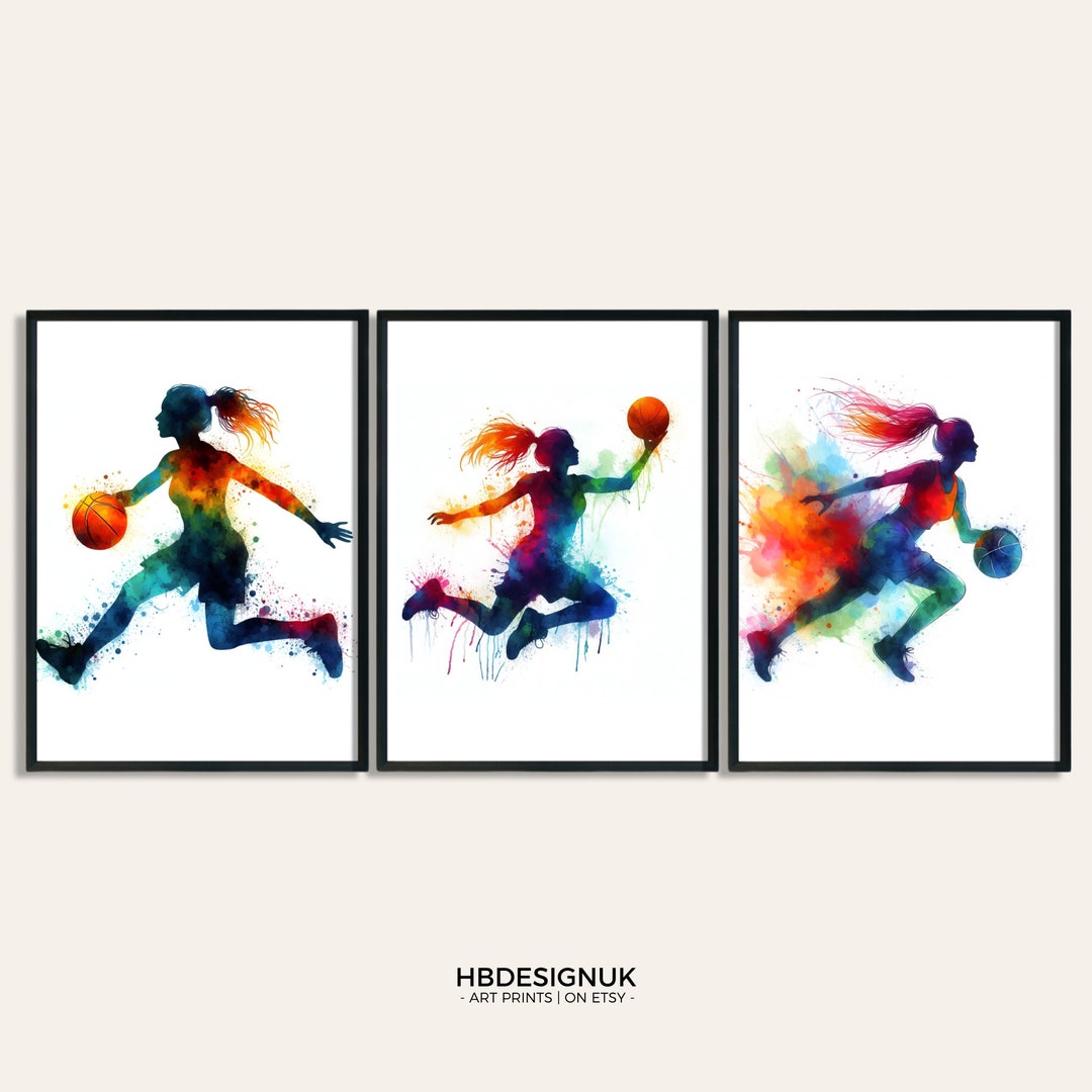Girls Basketball Wall Art Set - Set of 3 Basketballer Print ...