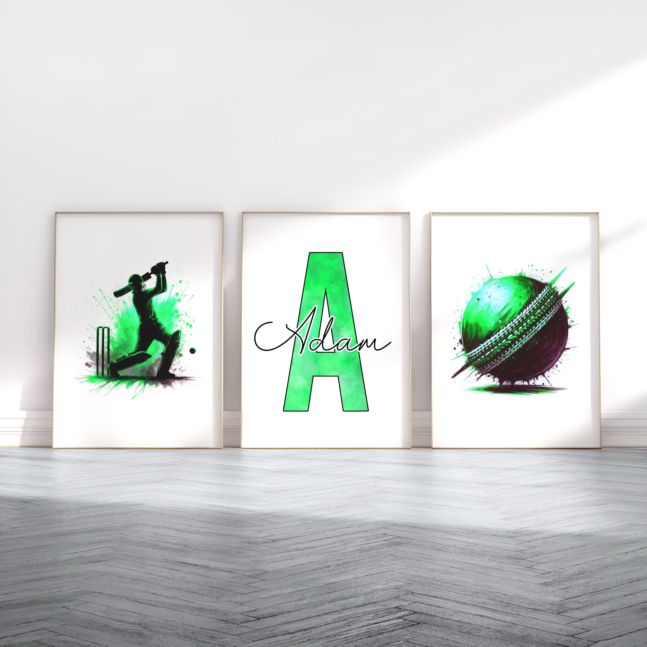 Custom Cricket Posters - Set of 3 Cricket Prints | Personalised Cricket ...