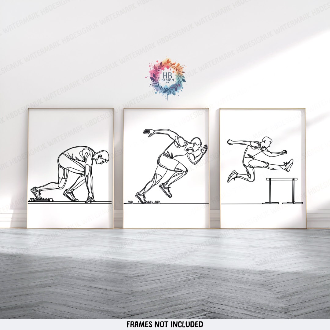Minimal Hurdles Print Set - Set of 3 Runner Posters | Sprinter Art ...