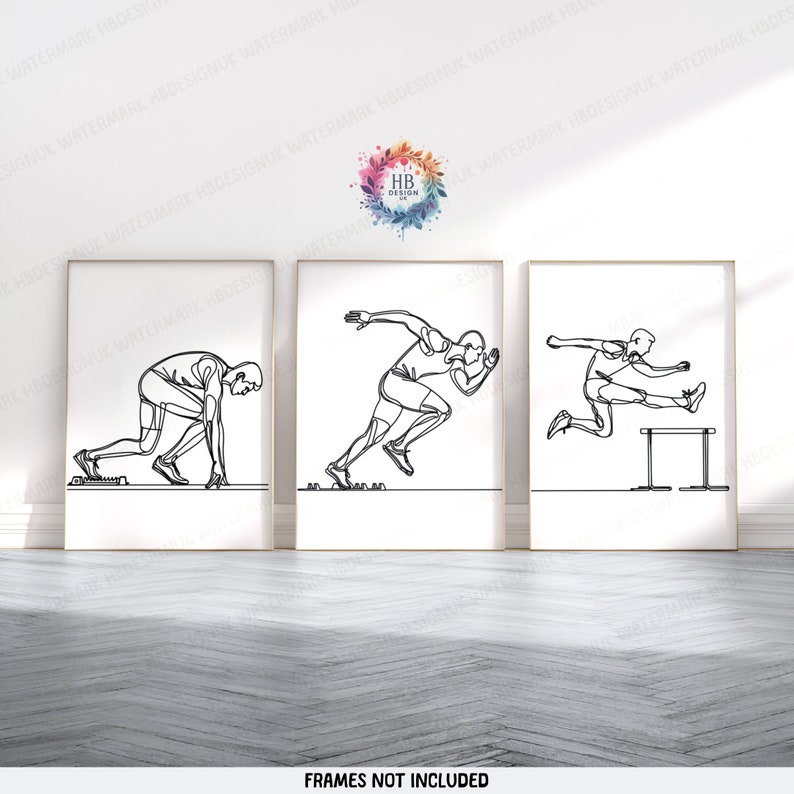 Minimal Hurdles Print Set - Set of 3 Runner Posters | Sprinter Art ...
