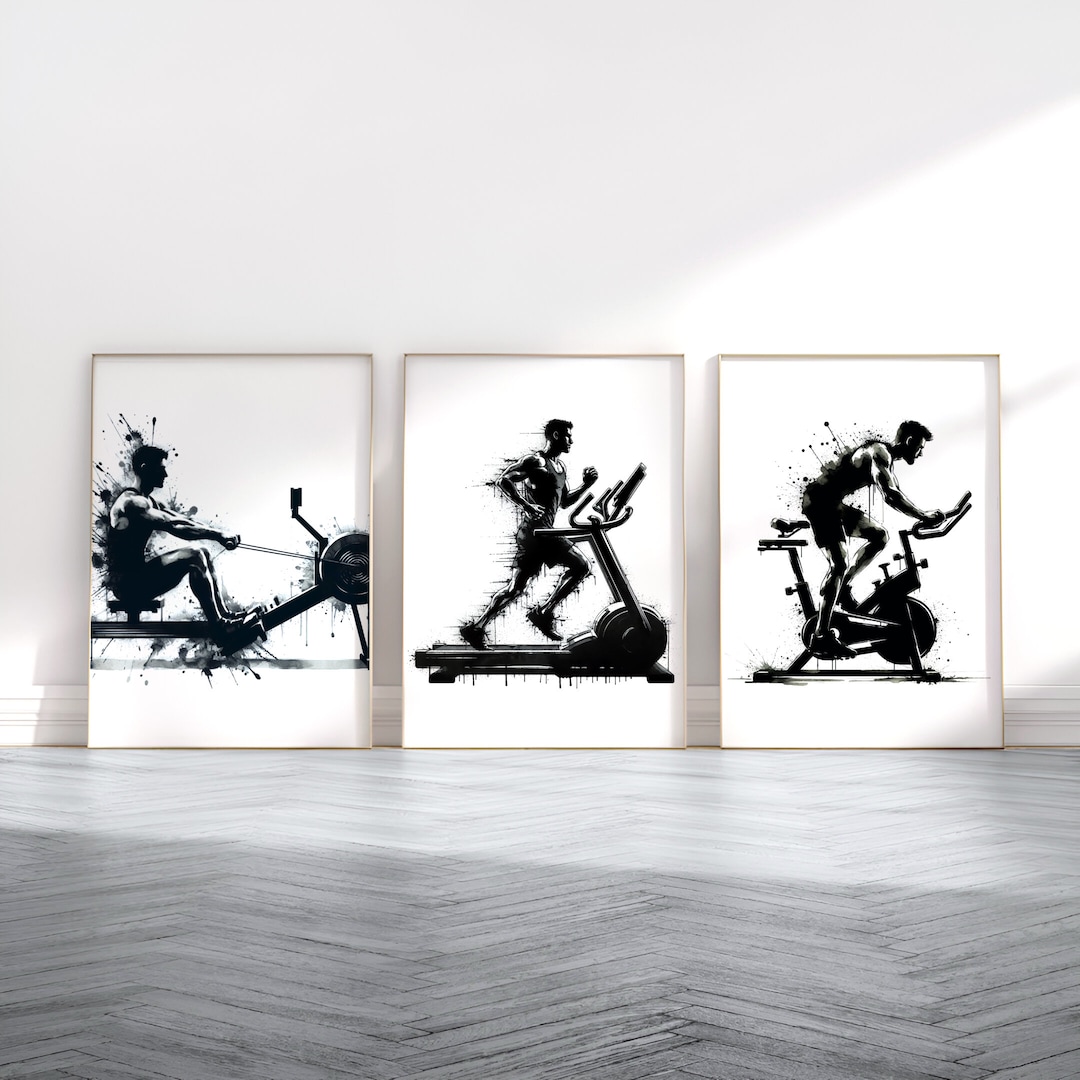 Set of 3 Home Gym Prints - 3 Gym Prints | Watercolour Design | Dumbbell ...