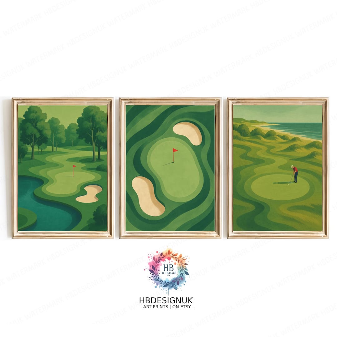 Golf Course Wall Art Set of 3 Prints | Scenic Golf Decor for Home ...