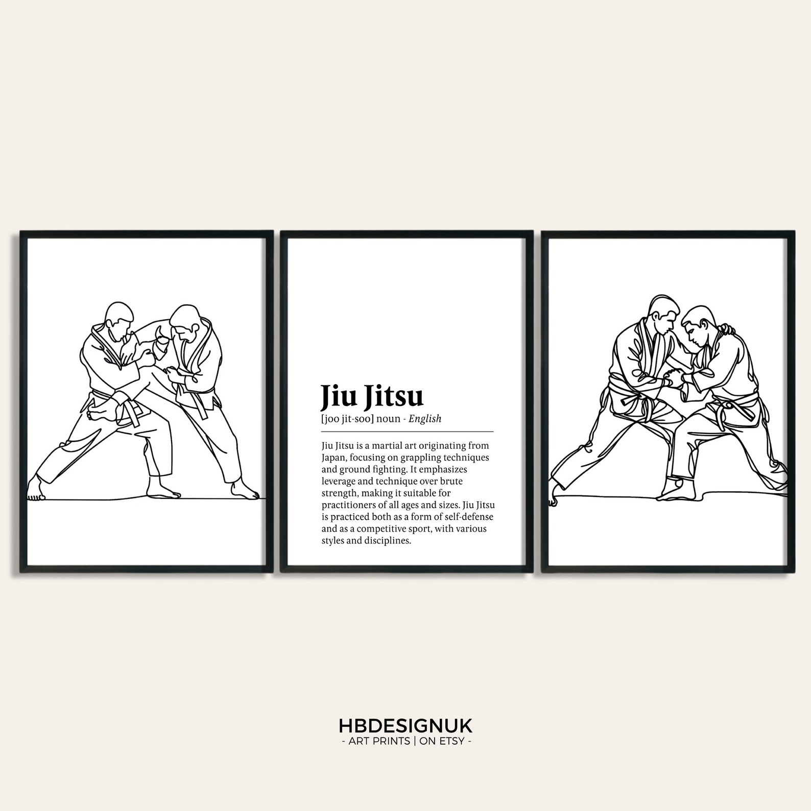 Jiu Jitsu Poster Set - 3 Prints | Wall Art Gifts | Martial Arts Gift ...