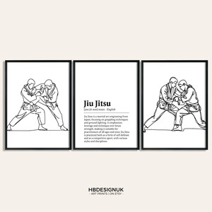 Jiu Jitsu Poster Set - 3 Prints | Wall Art Gifts | Martial Arts Gift ...