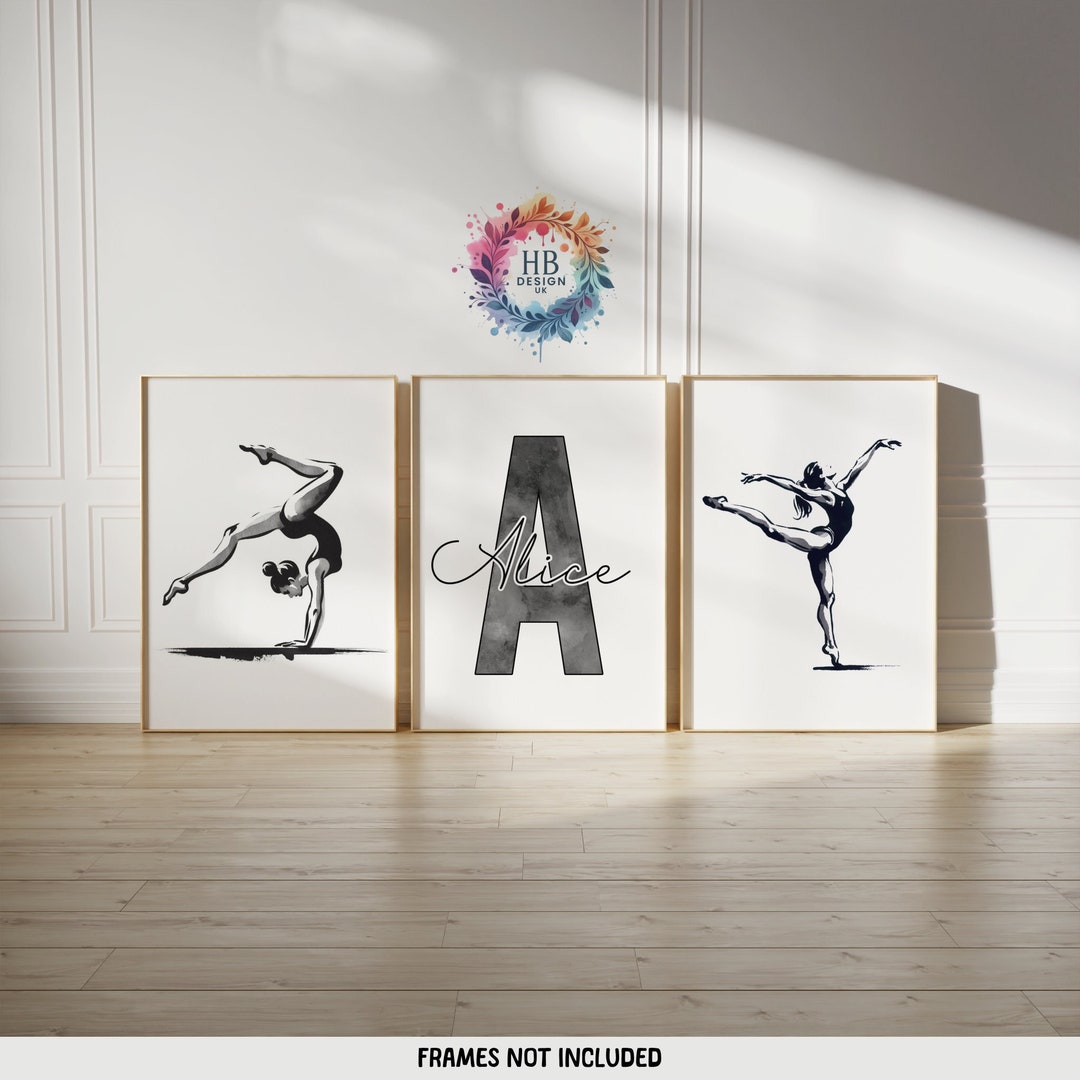 Personalised Gymnastics Posters - Set of 3 Prints | Boys Girls Bedroom ...
