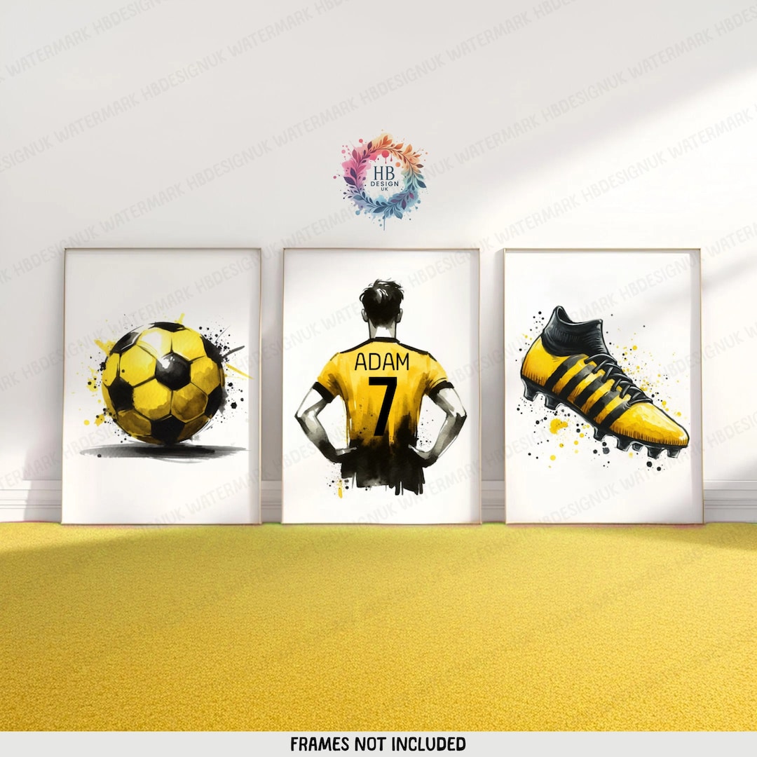 Custom Football Wall Art - Set of 3 Posters | Boys Bedroom Decor | Kids ...