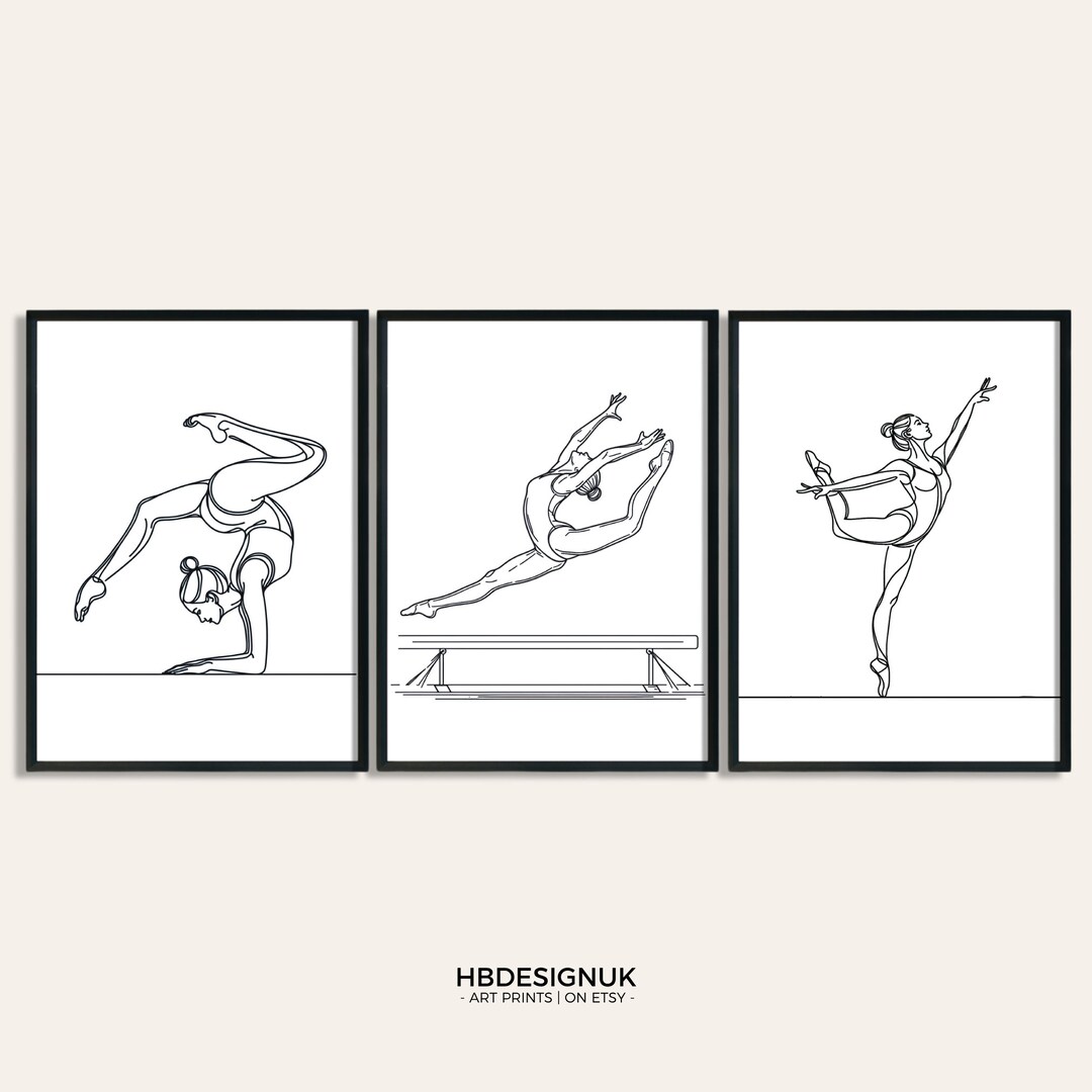 Gymnast Wall Art Set - 3 Gymnastics Prints | Illustration Art Design ...