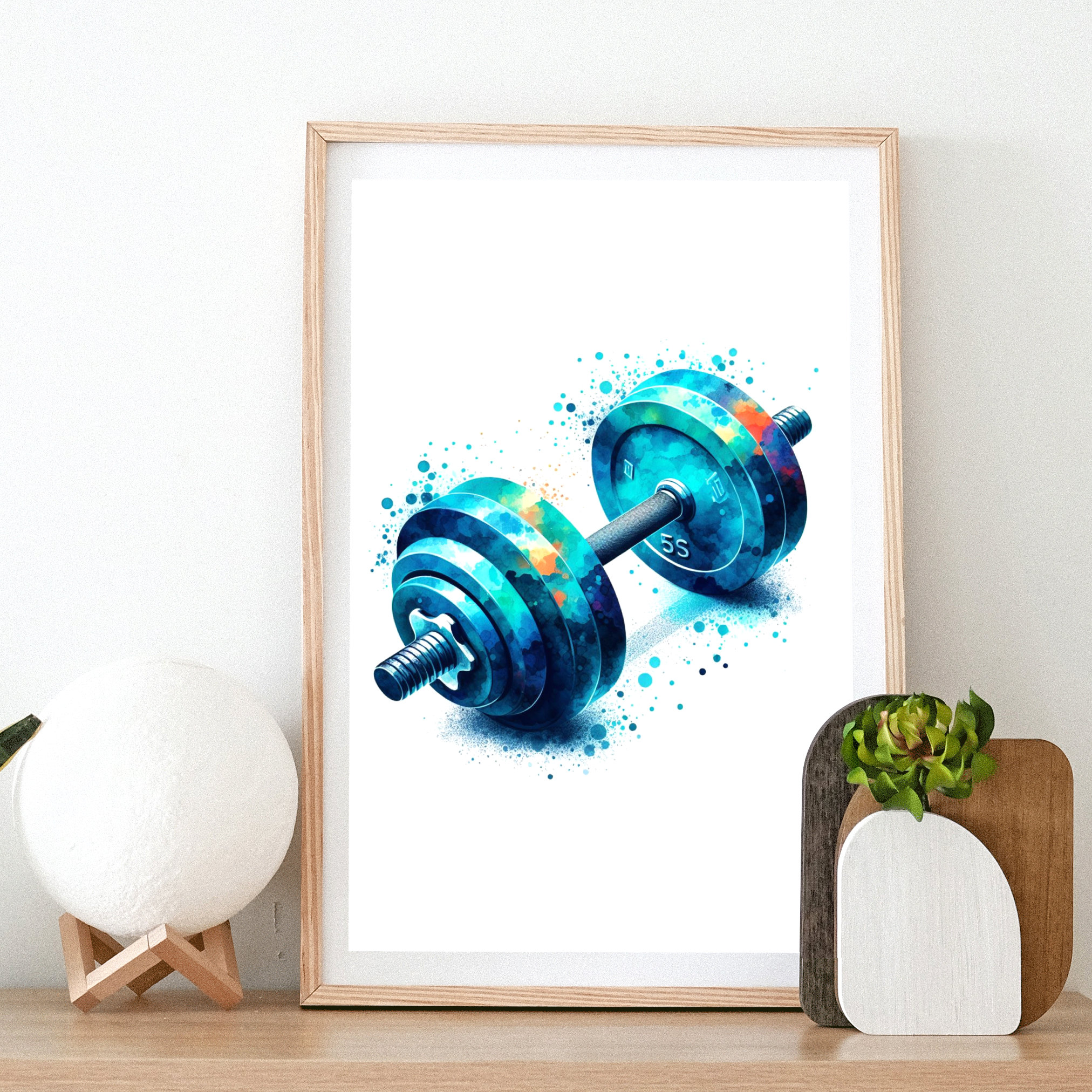 Gym Poster Print Set of 3 Gym Posters Watercolour Design Dumbbell Decor ...