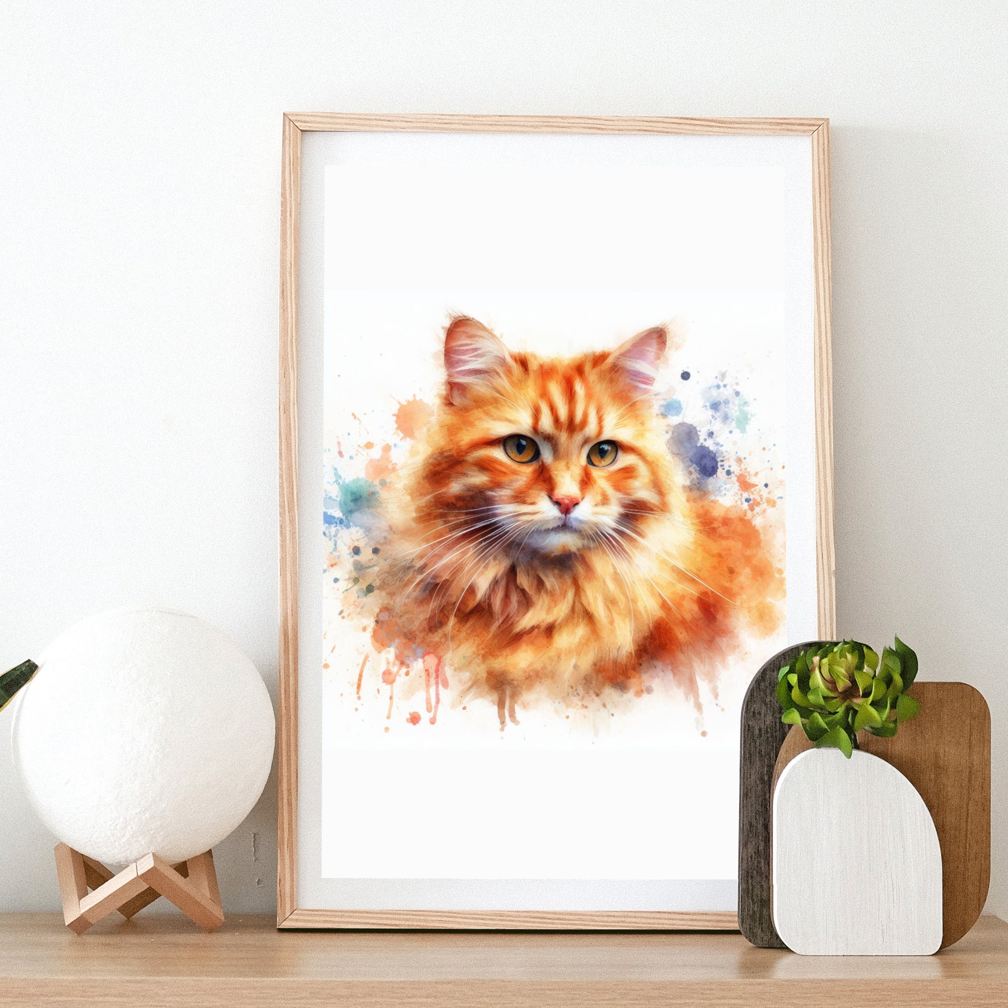 Ginger Cat Poster Set Set of 3 Prints Watercolor Print Pet Present ...