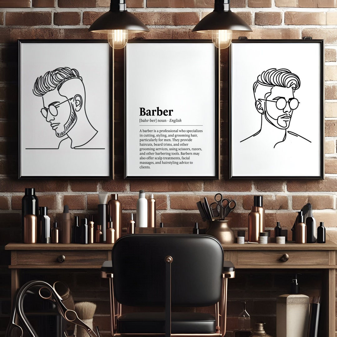 Barber Definition Print Set - 3 Barbers Posters | Haircut Shop Decor ...