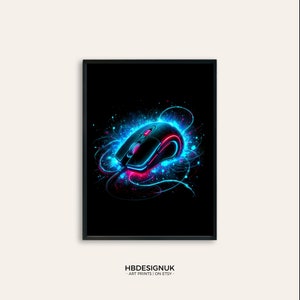 Neon Blue Gamer Print Poster - Set of 3 Gaming Prints | Game Bedroom ...