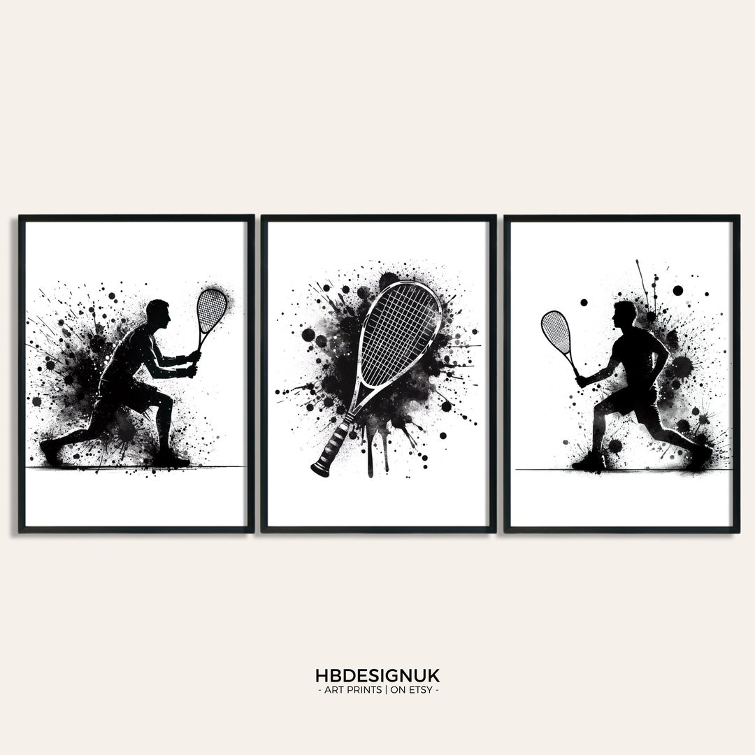 Squash Player Gift - Set of 3 Squash Prints | Watercolour Art Painting ...