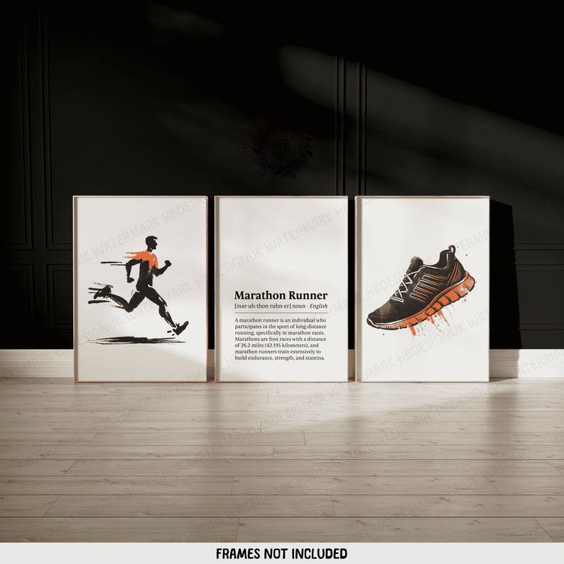 Marathon Runner Poster Set - 3 Runner Prints | Watercolour Wall Art ...