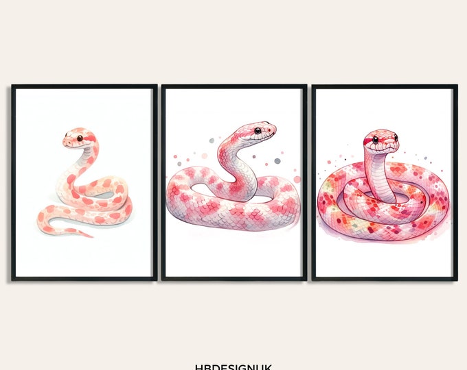 Watercolor Hognose Snake Art Print. Reptile Decor. Vintage Wall Art ...