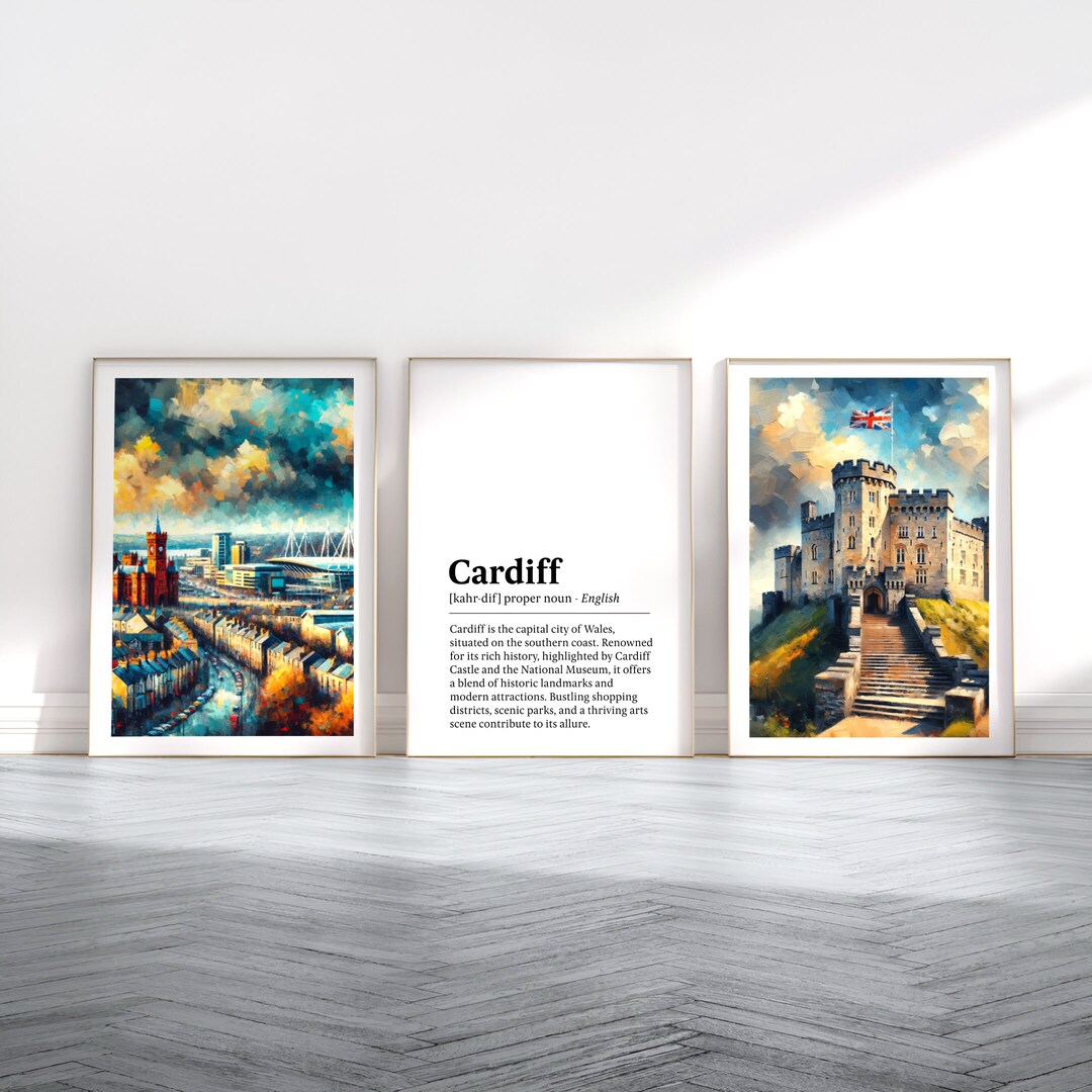 Cardiff Poster Prints - Set of 3 Posters | Watercolour Wall Art Decor ...