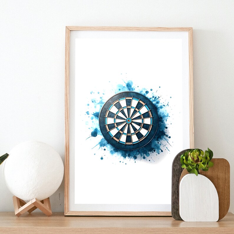 Darts Art Print - Love the Darts | Darts Fan Gift | Blue Watercolour ...